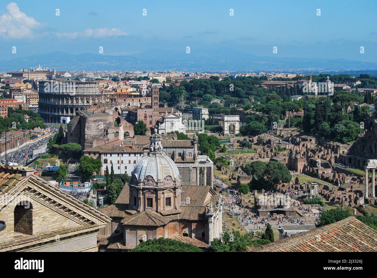 Beautiful view on Roman forum and Colosseum Stock Photo - Alamy