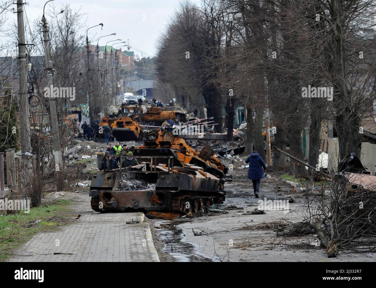 Bucha, Ukraine. 04th Apr, 2022. Destroyed military equipment of the ...