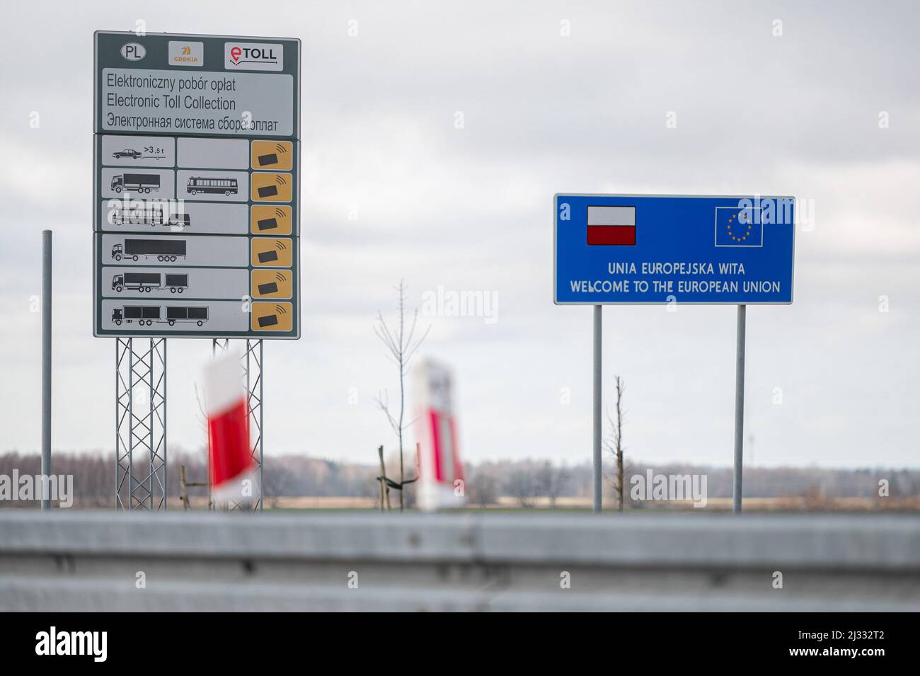Gdansk, Poland. 03rd Mar, 2022. A sign "Welcome to the European Union ...