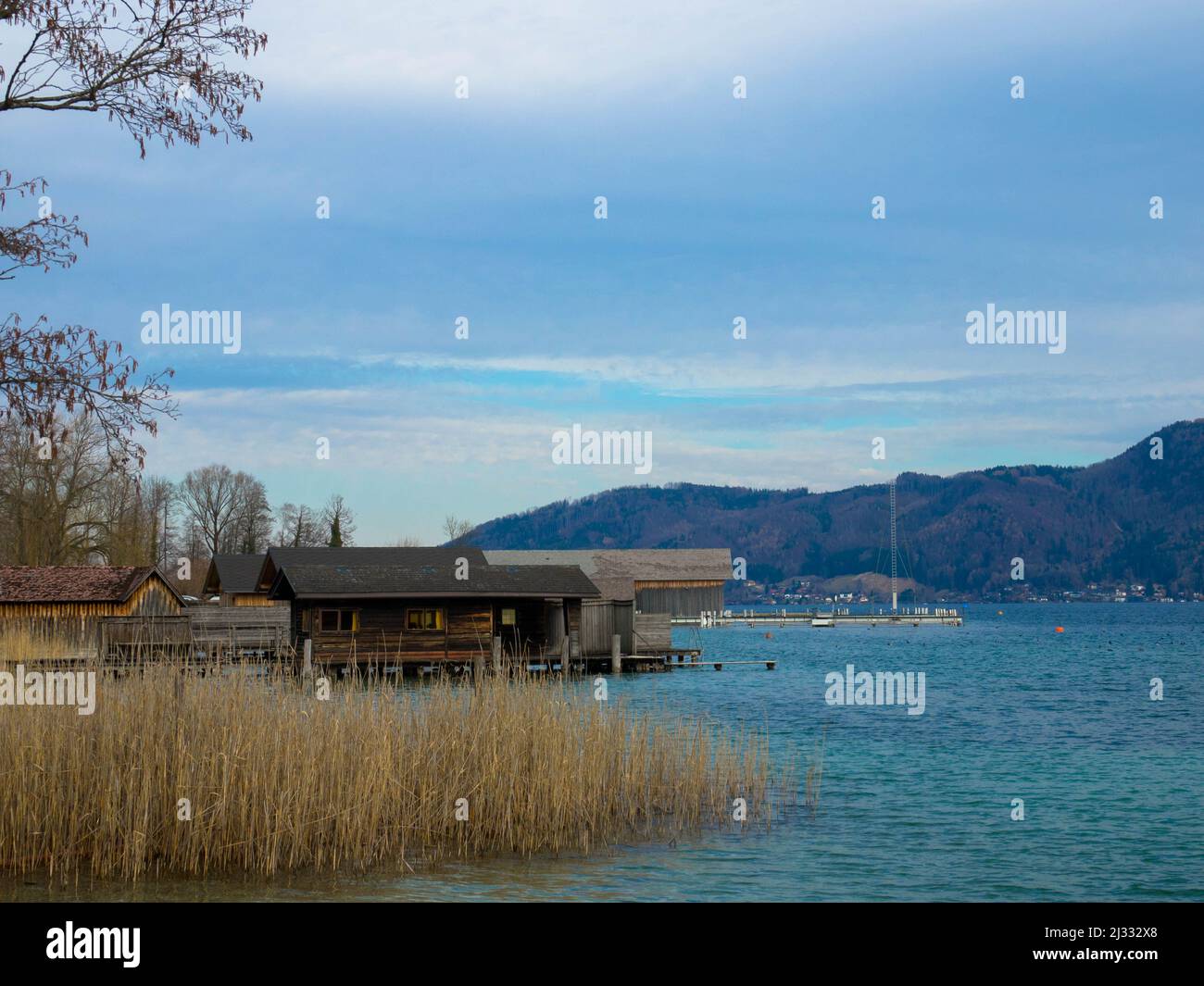 Attersee in the Salzkammergut in Austria. Beautiful natural beach with ...