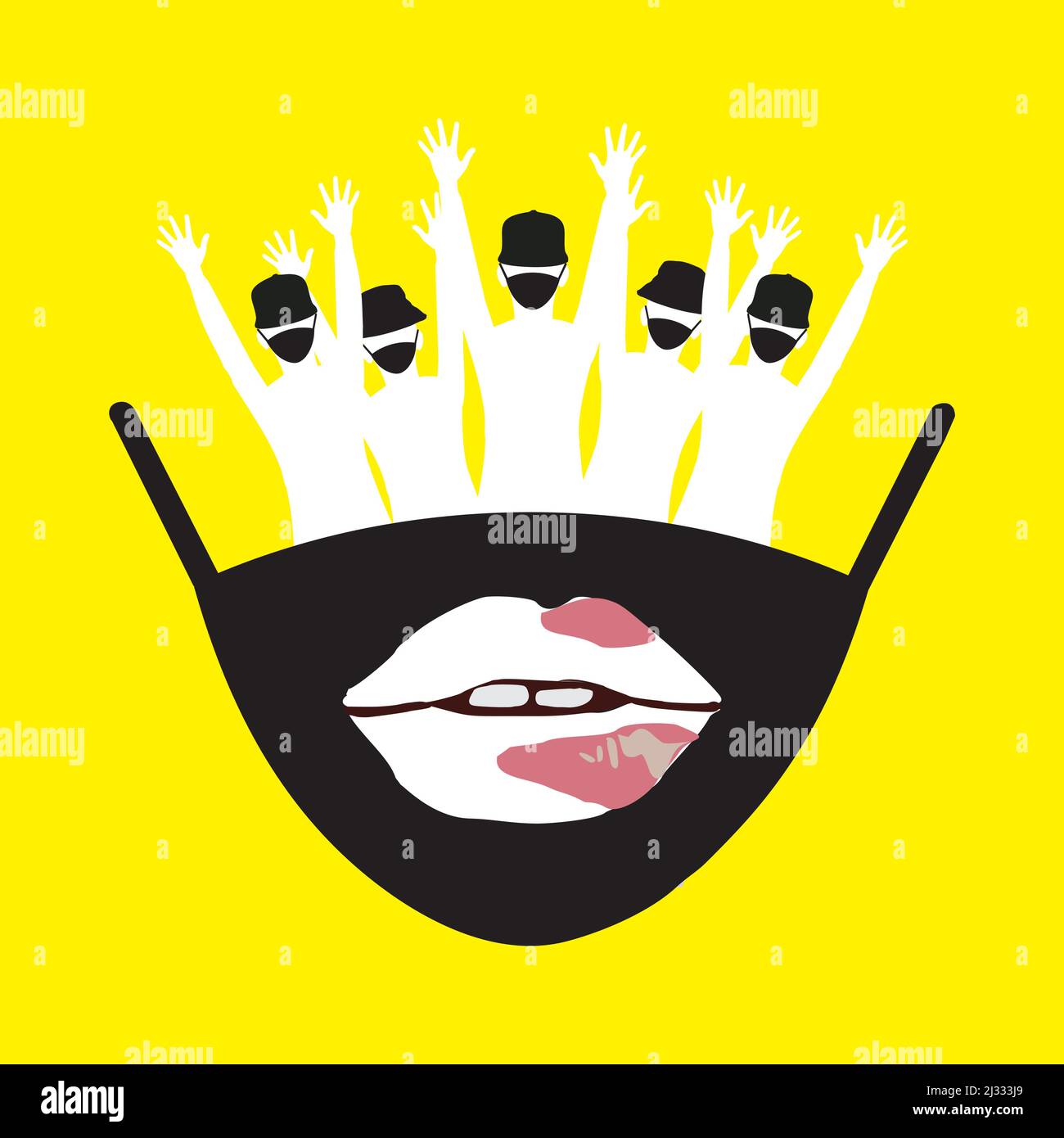 Mouth, Mask and masked person, logo prevent corona virus, vector ...