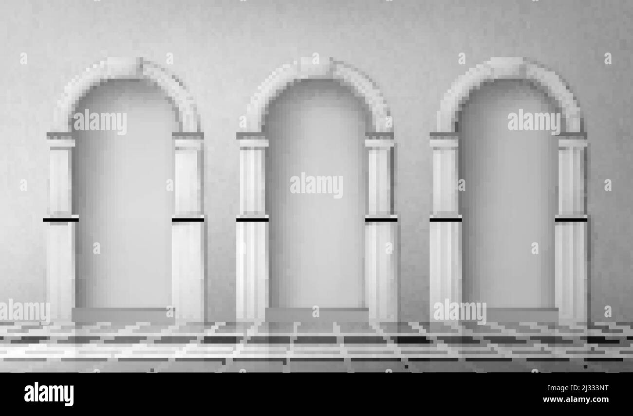 Arches with columns in wall, interior gates with white pillars in ...