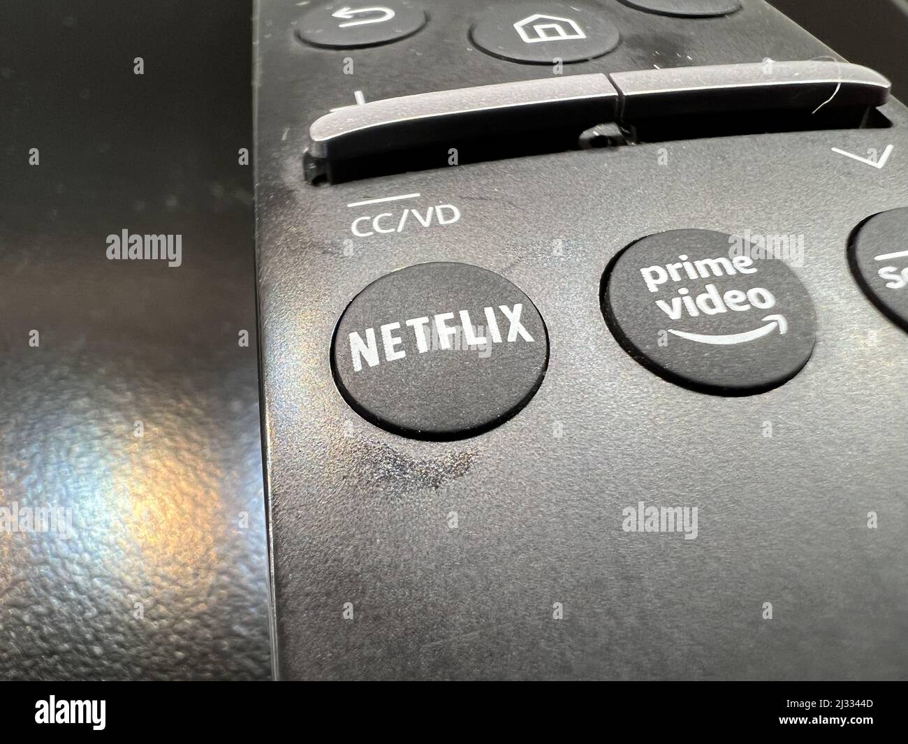 Button with logo for Netflix on remote for a smart television ...