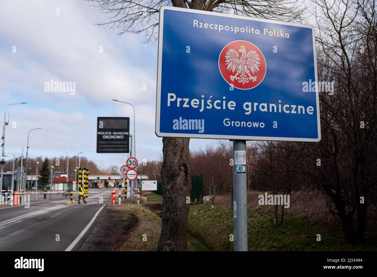 March 3, 2022, Gdansk, Poland: A sign ''Border crossing'' seen at the ...