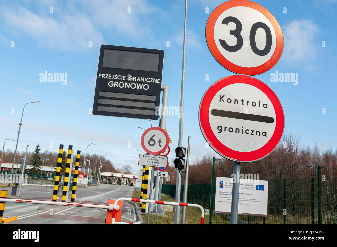 Gdansk, Poland. 3rd Mar, 2022. A view of an empty border crossing in ...