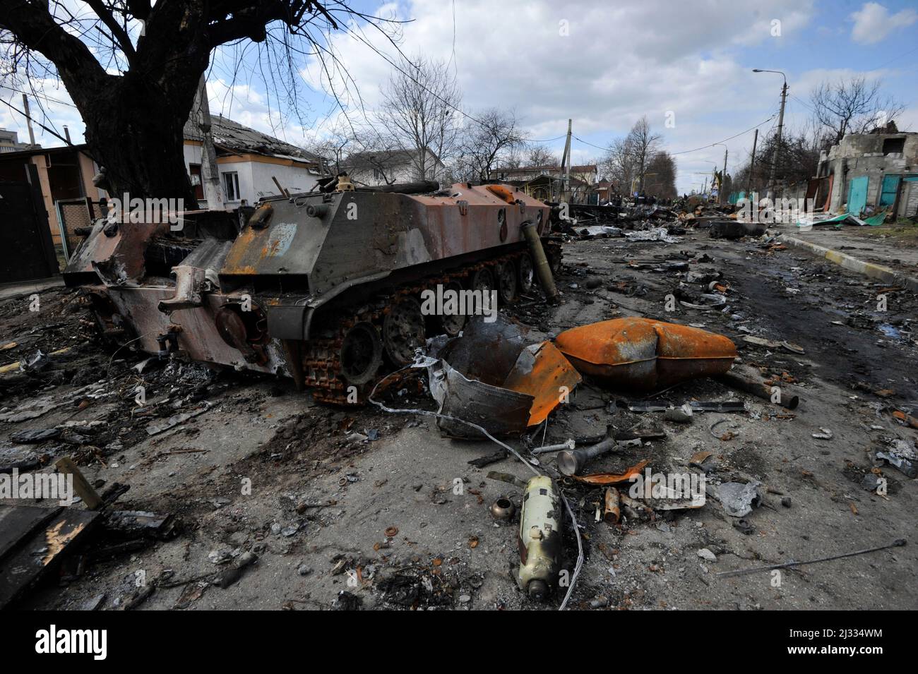 Destroyed military equipment of the Russian army in the city of Bucha ...