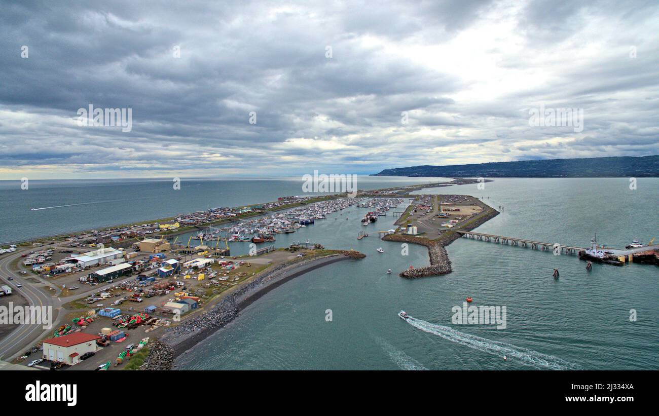 An aerial view of the Homer Spit in Homer, Alaska Stock Photo - Alamy