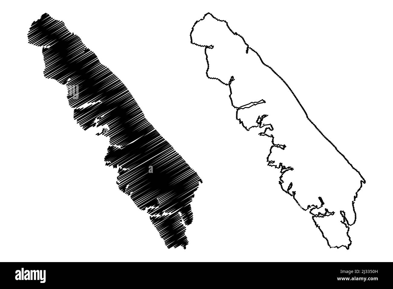 Pitt island (Canada, North America, British Columbia Province) map ...
