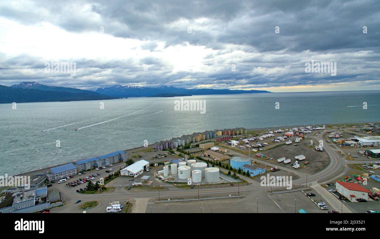 An aerial view of the Homer Spit in Homer, Alaska Stock Photo - Alamy