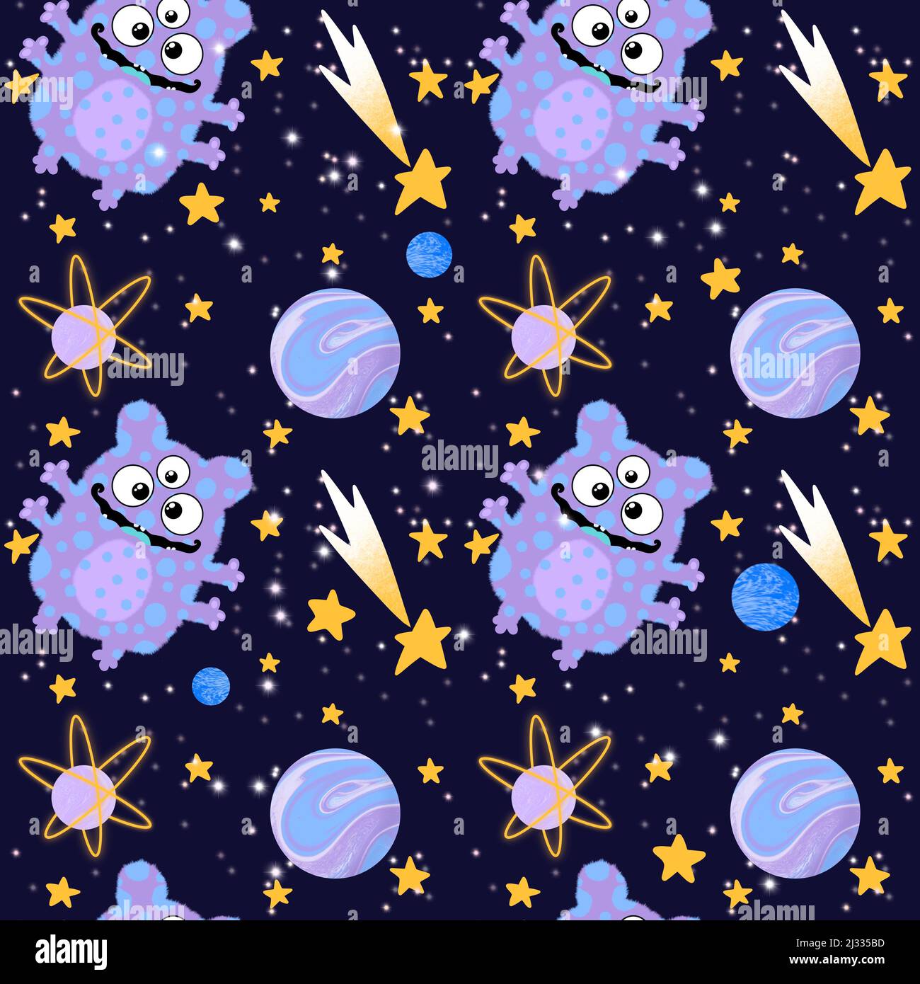 Kids seamless aliens monsters pattern for textiles and packaging and ...