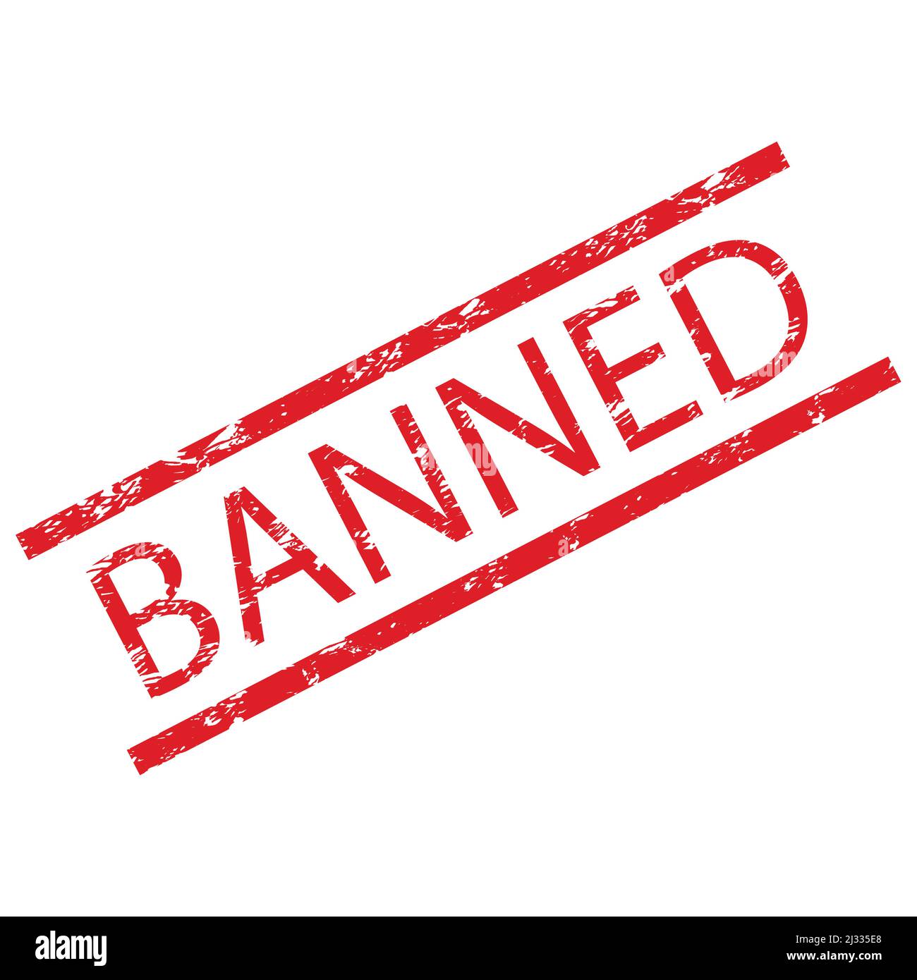 Rubber stamp banned, texture seal prohibition icon. Forbidden message ...