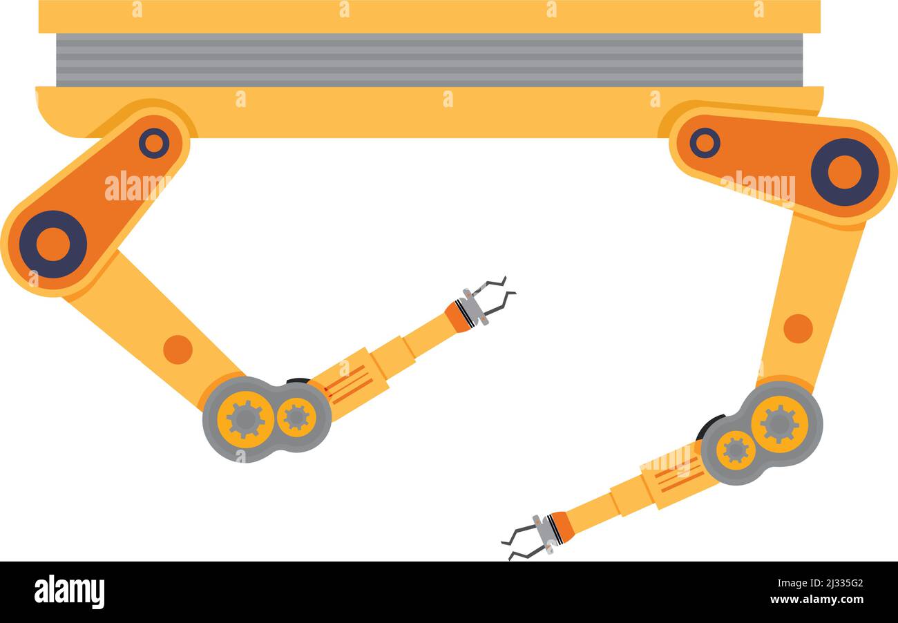 Ceiling robot arms for manufacture, industrial tool. Vector industrial ...