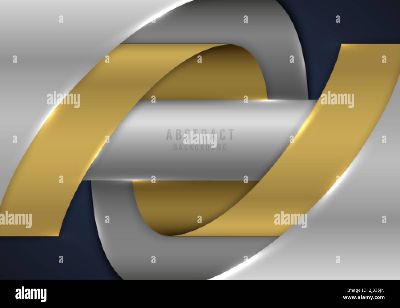 Abstract luxury 3D realistic golden and silver metallic plate design ...
