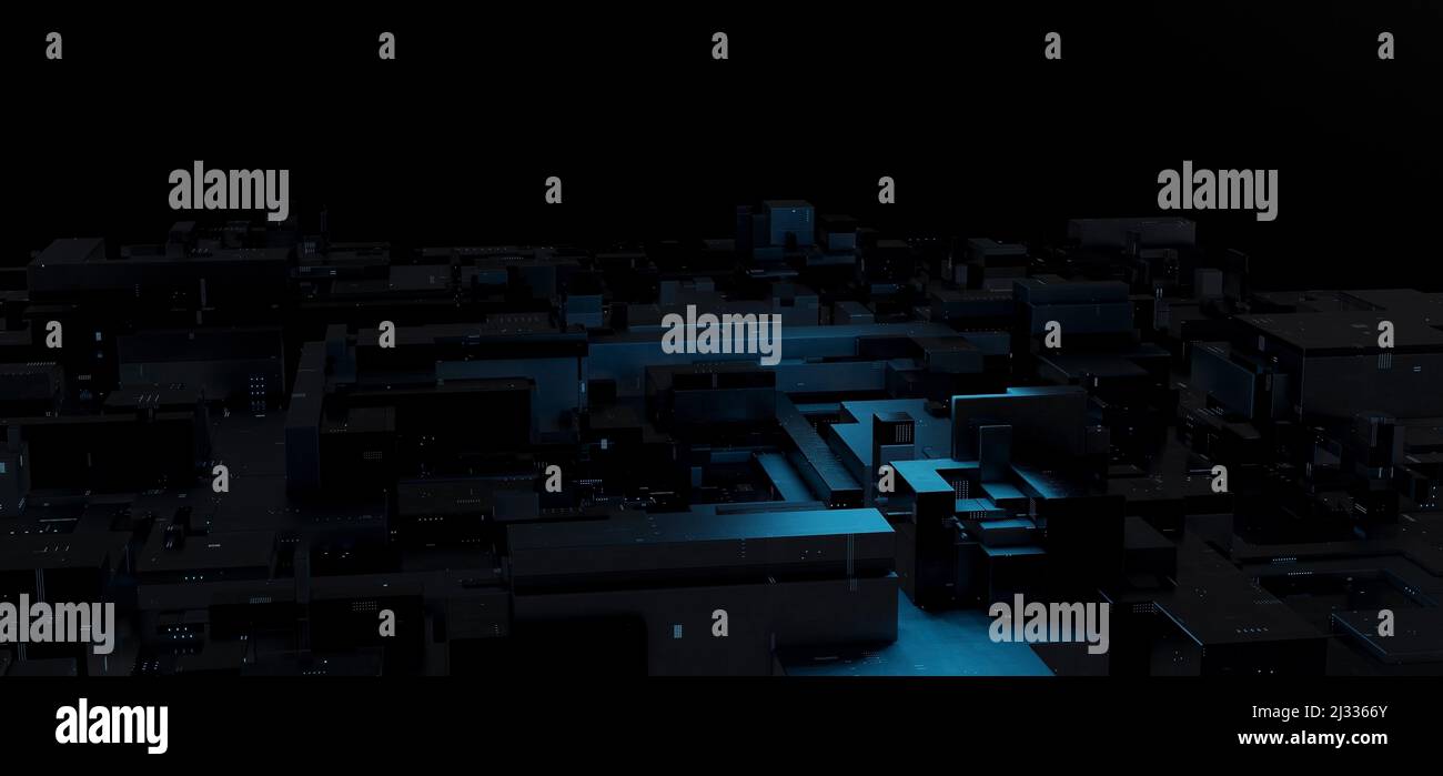 SciFi Abstract Data Cubes Or Blocks Dimmed Black Colors Display ...