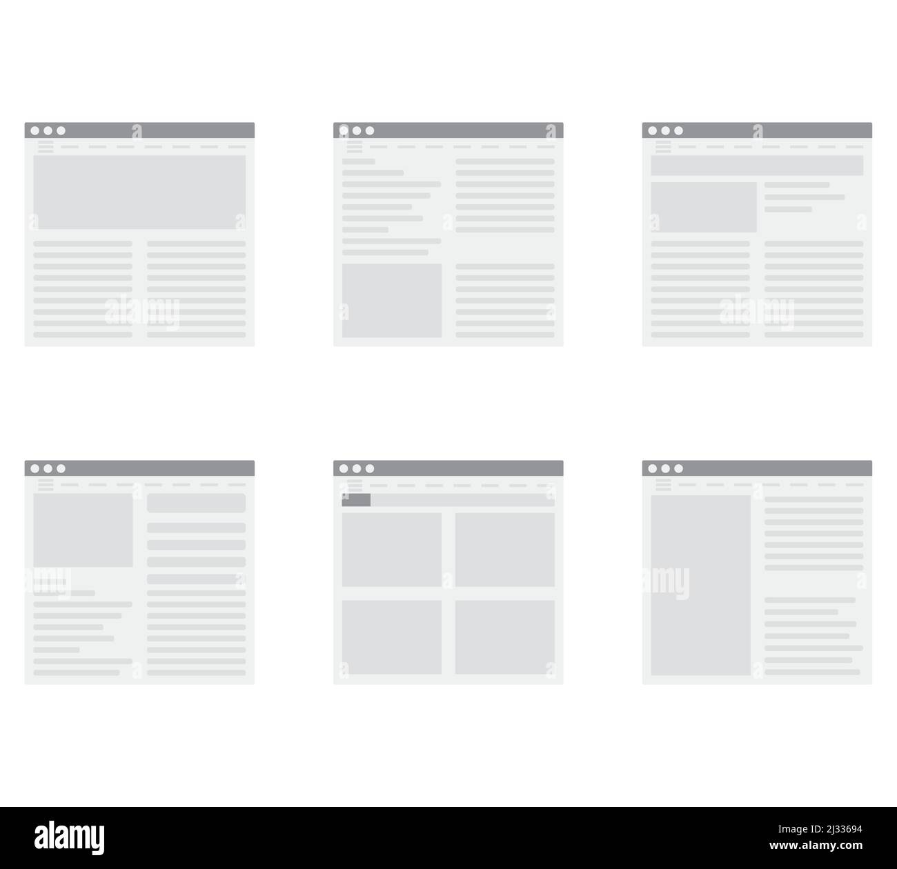 Simple web page ui and ux, flat design window with news. Layout ui and ...