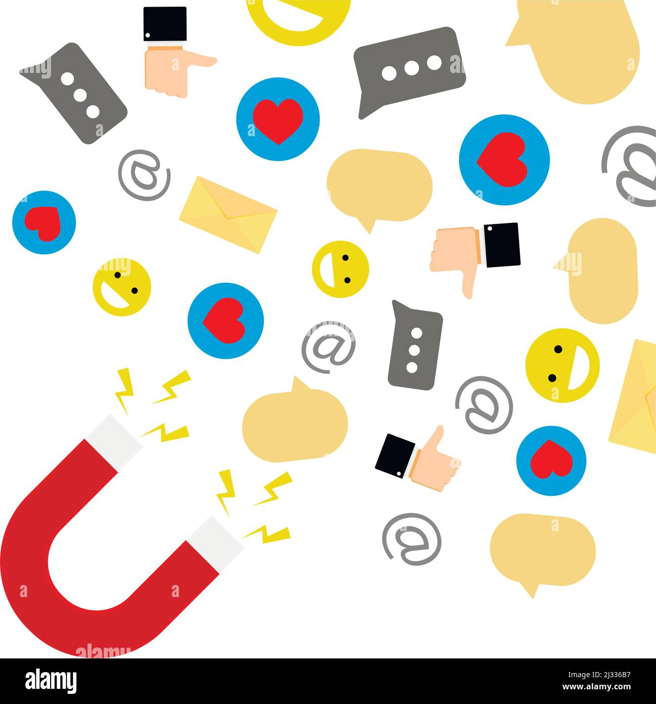 Attraction in social media, increase and growth popularity. Vector ...