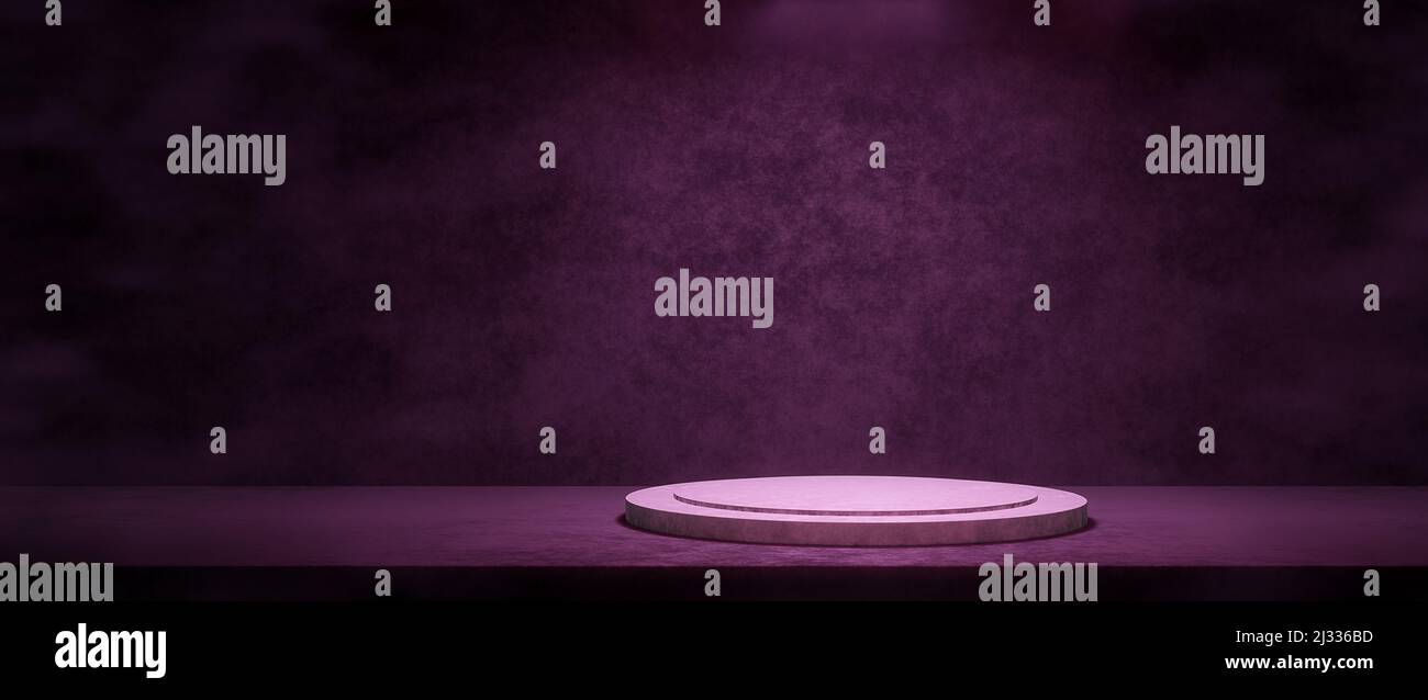 Presentation Platform Stage Serious Dark with White Round Stage Dim ...