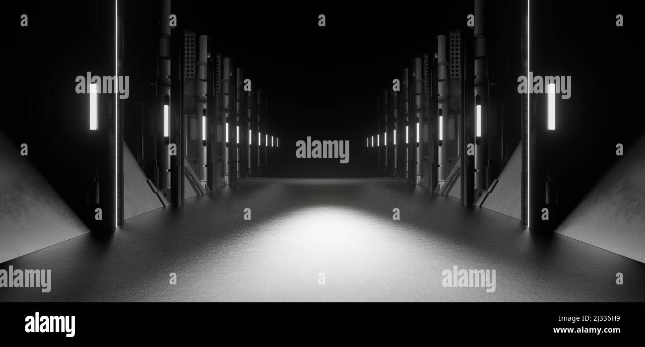 Blank Futuristic Cyber Virtual Reality Futuristic Industrial Room Solid ...