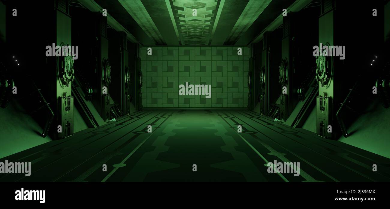 Metallic Or Concrete Cyberpunk Alien Hangar Tunnel Futuristic Hallway ...