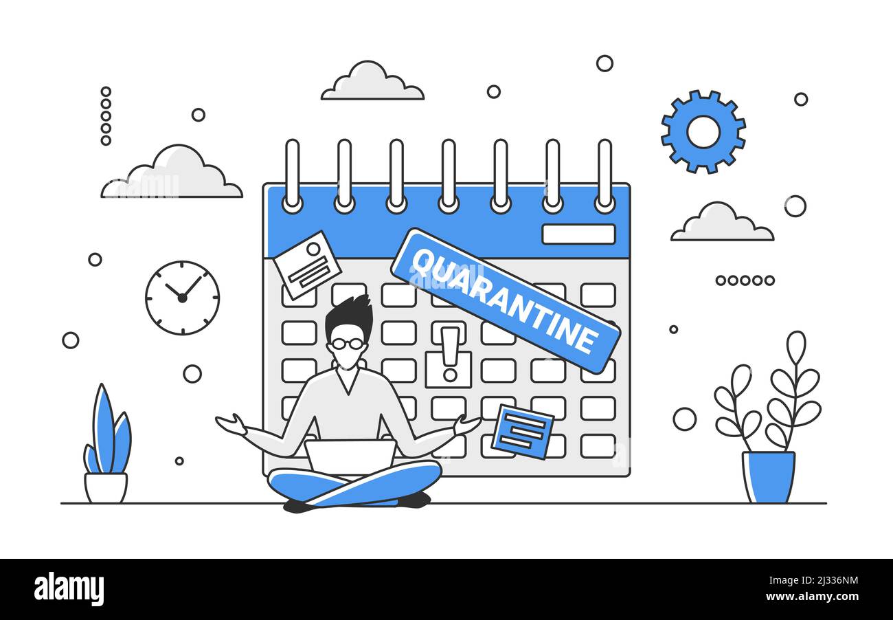 Remote home working on quarantine self isolation. Cozy house ...