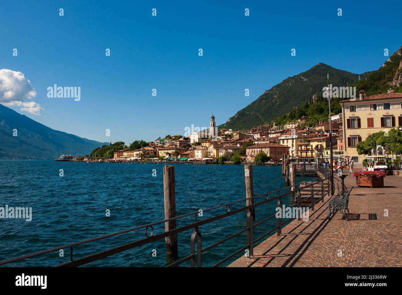The lakeside of Limone sul Garda, a tourist destination much ...
