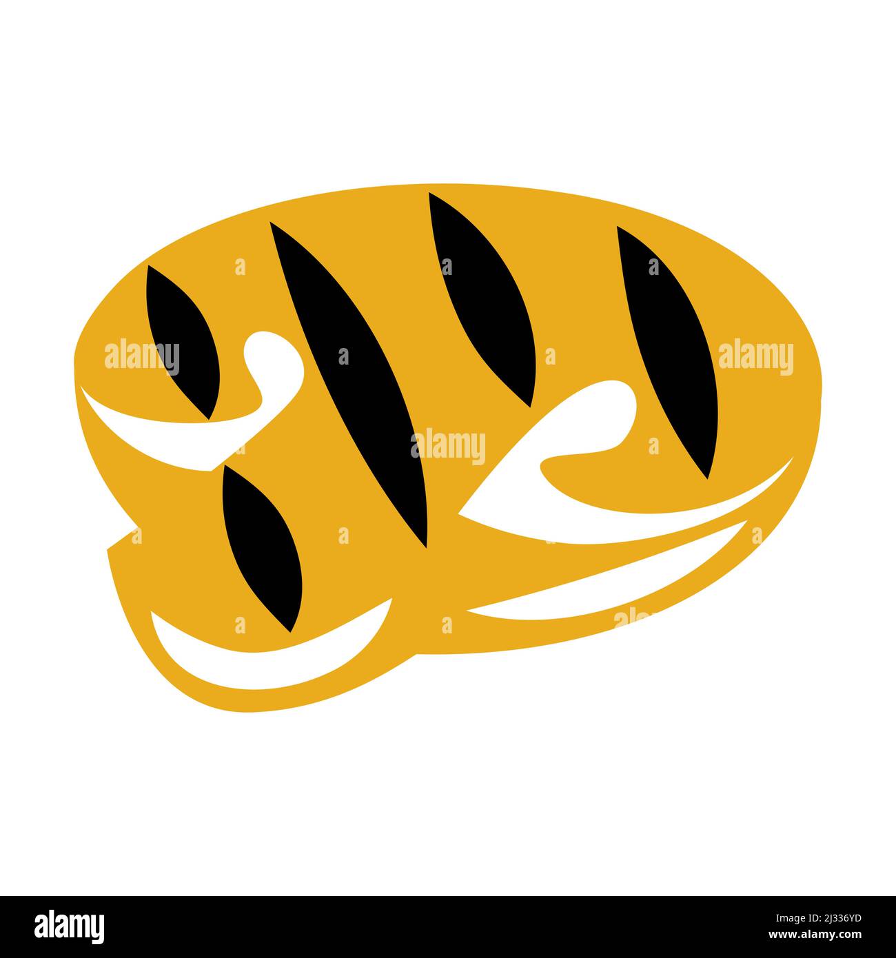 Illustration of grilled champignon. Bbq product. Stylized kitchen and ...