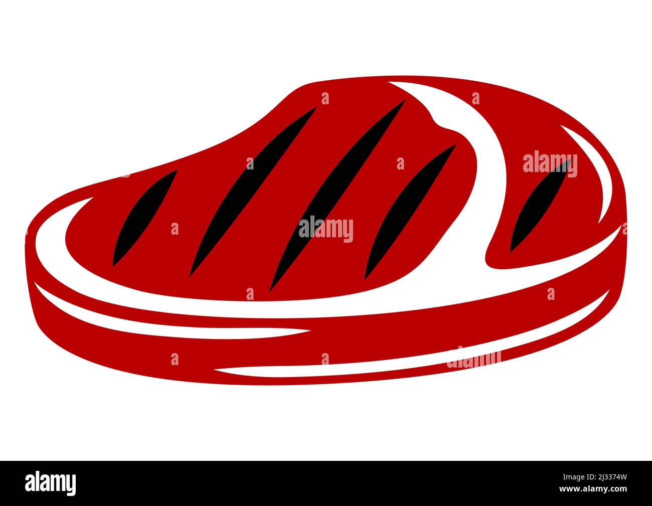 Illustration of grilled ribeye steak. Bbq product. Stylized kitchen and ...