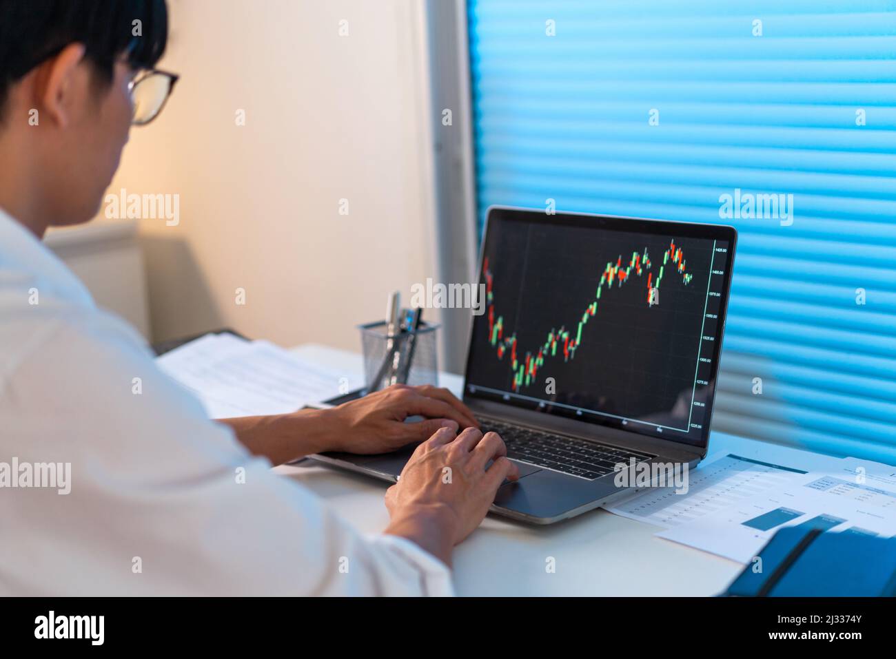 Overwork Concept The office employee working at the office by analyzing ...