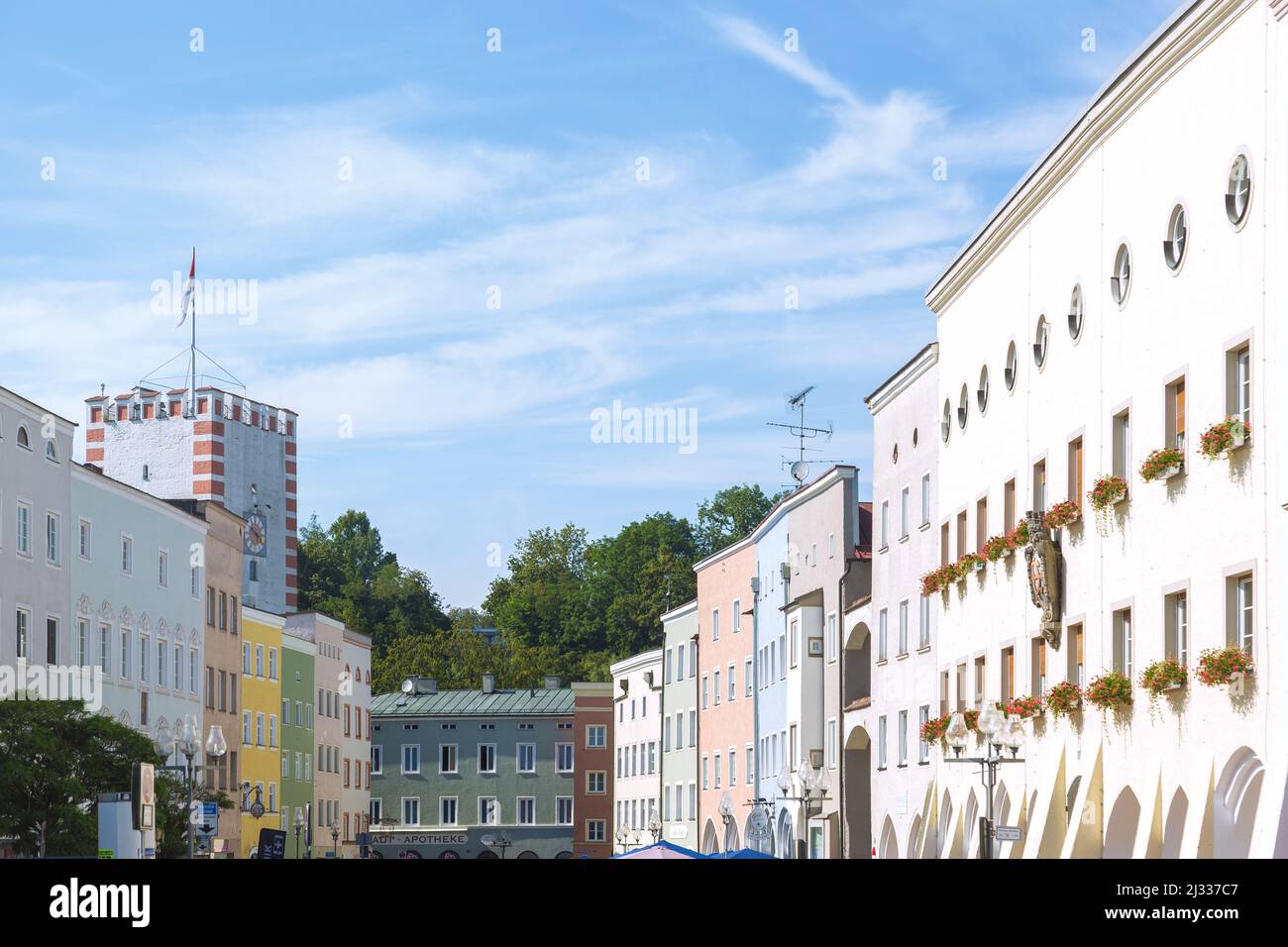 Mühldorf am Inn; Nagelschmiedturm and City Hall Stock Photo - Alamy