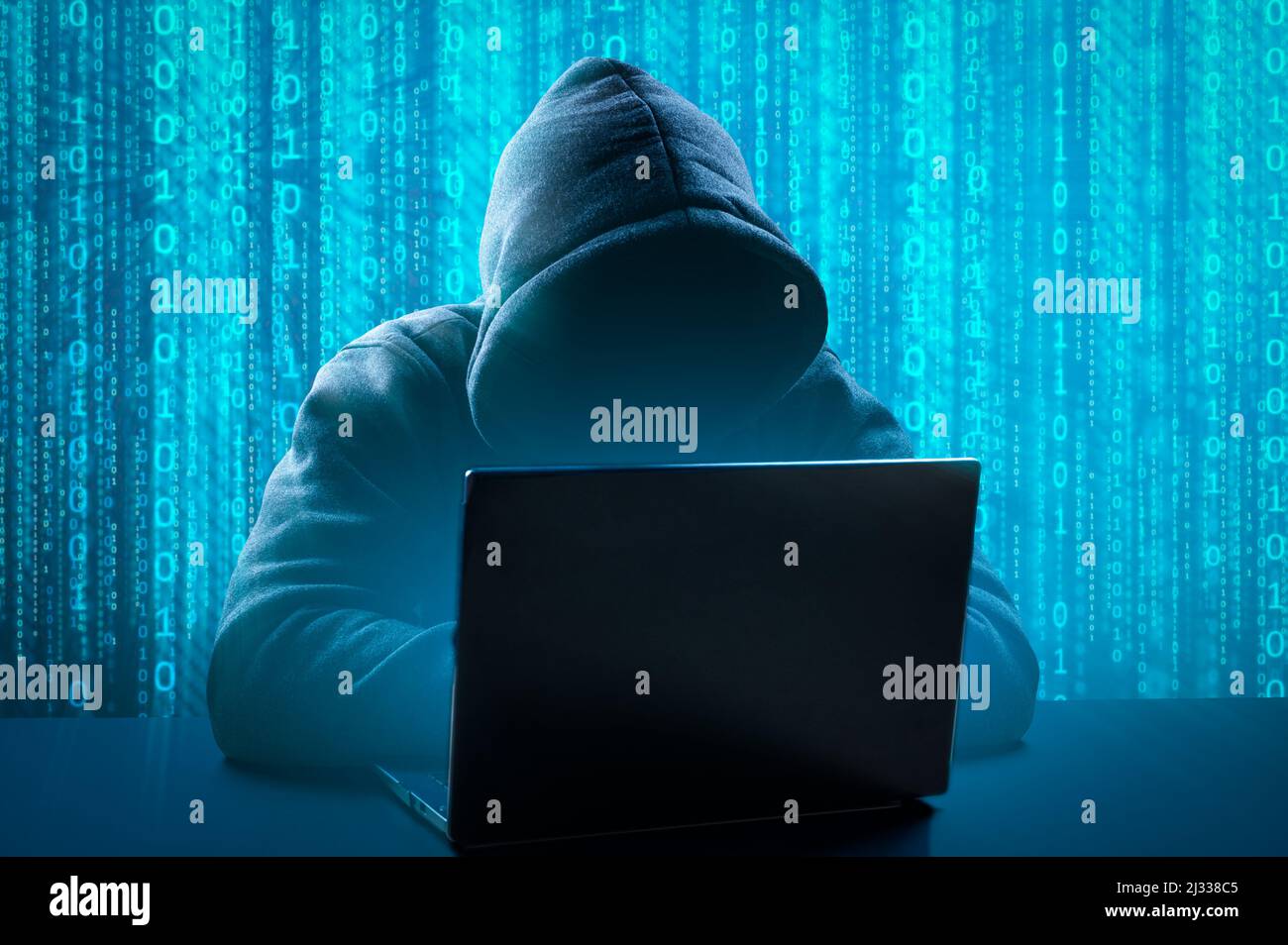 Hacker Using Computer laptop for Organizing Massive Data Breach Attack ...