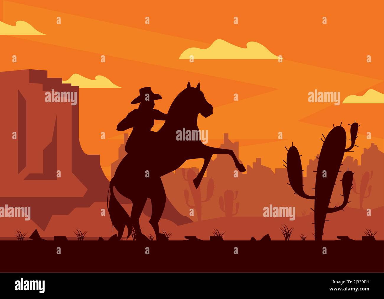 cowboy in horse scene Stock Vector Image & Art - Alamy