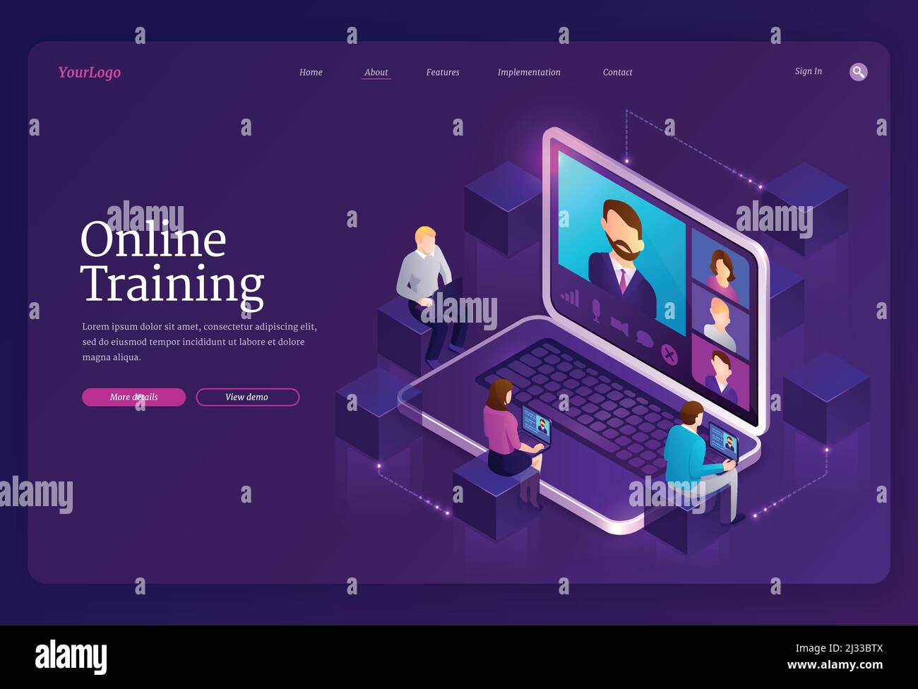 Online training banner. Digital service for internet education ...