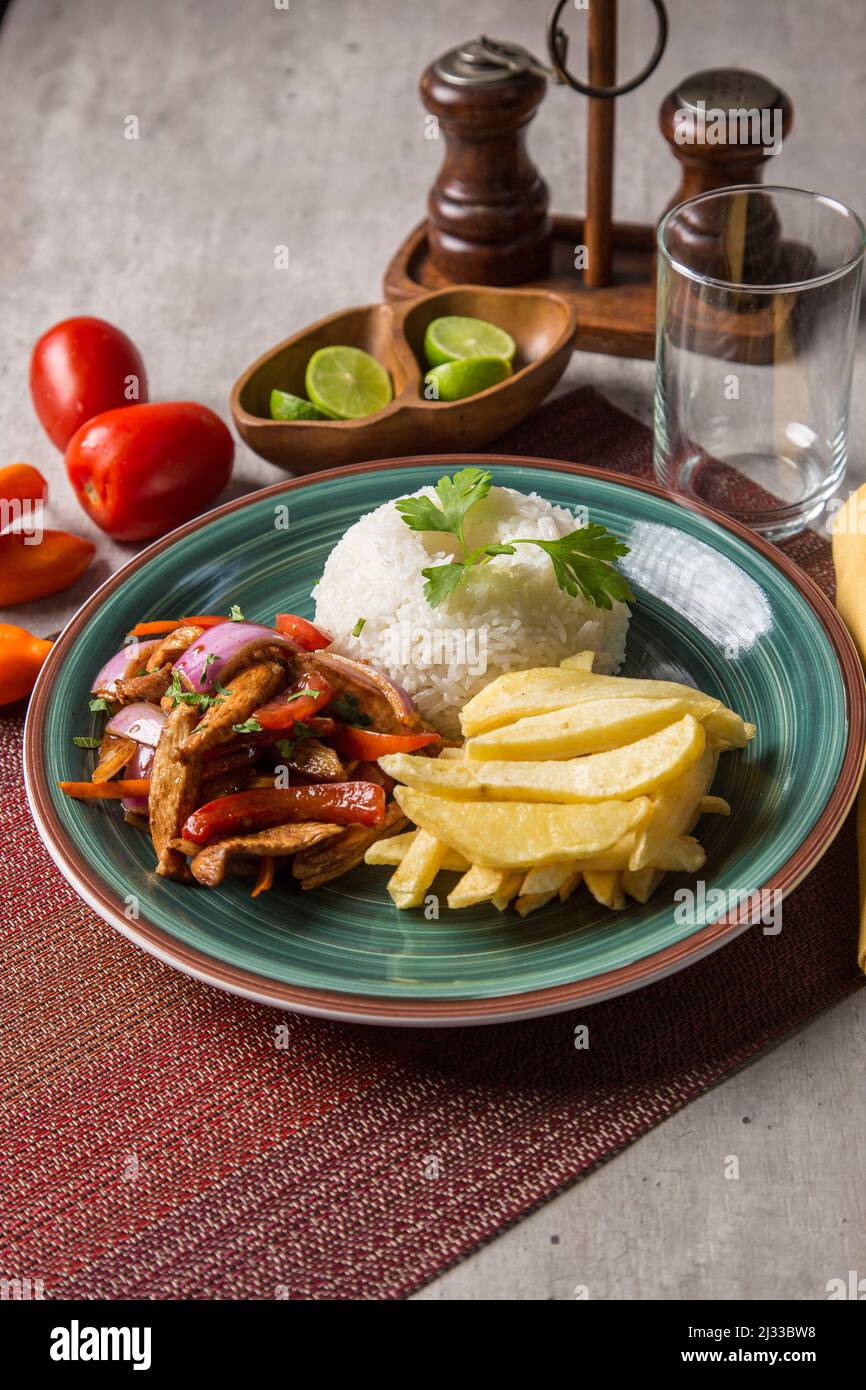 Bolognese pasta Italian Peruvian food buffet table Assorted dishes ...