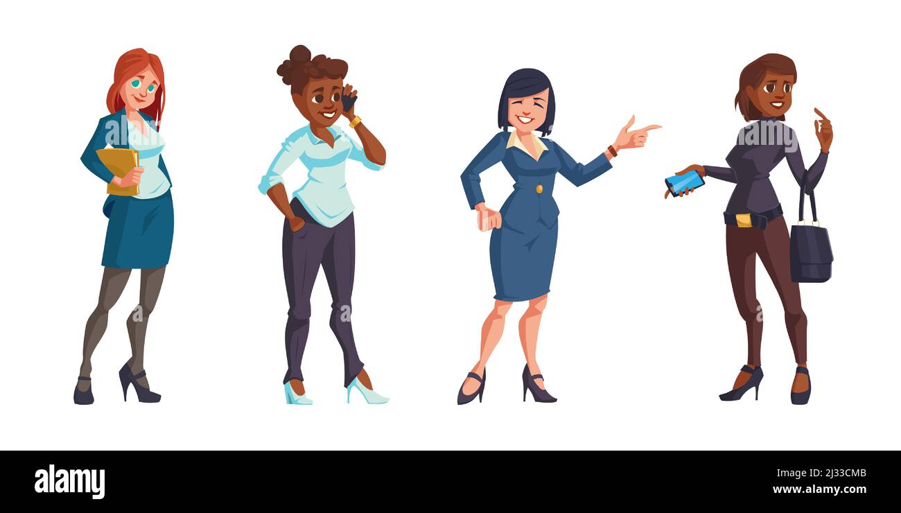 Business women in office clothes isolated on white background. Vector ...