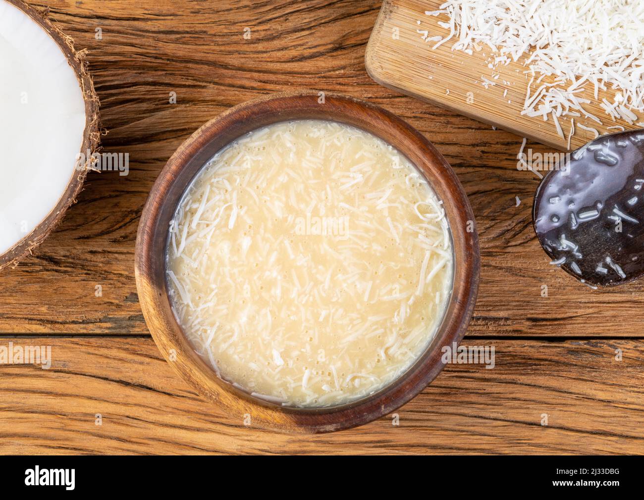 Creamy cocada, traditional brazilian coconut candy with grated coconut ...