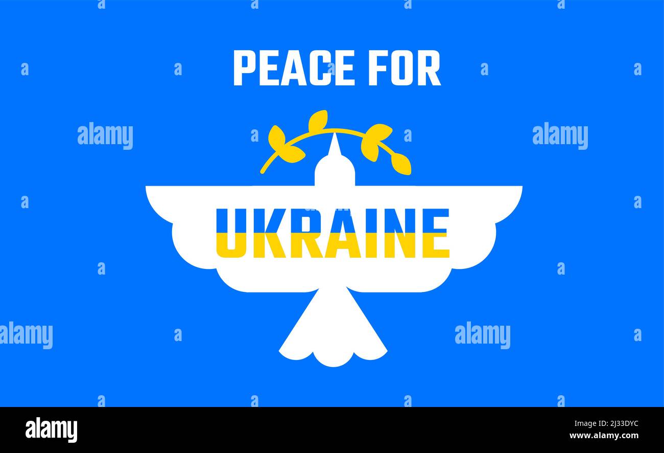 Peace for Ukraine vector illustration - white dove of peace with golden ...
