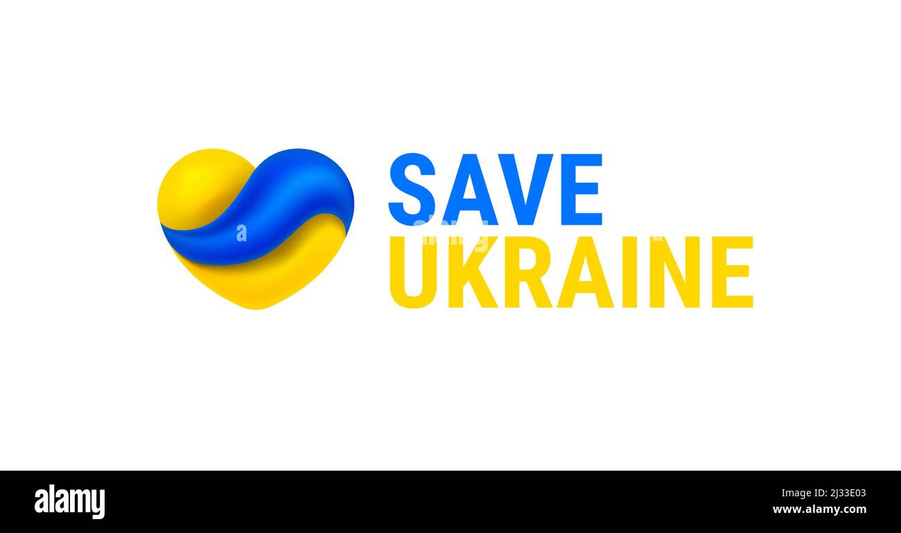 Save Ukraine logo - Ukraine flag in a heart shape and Save Ukraine ...