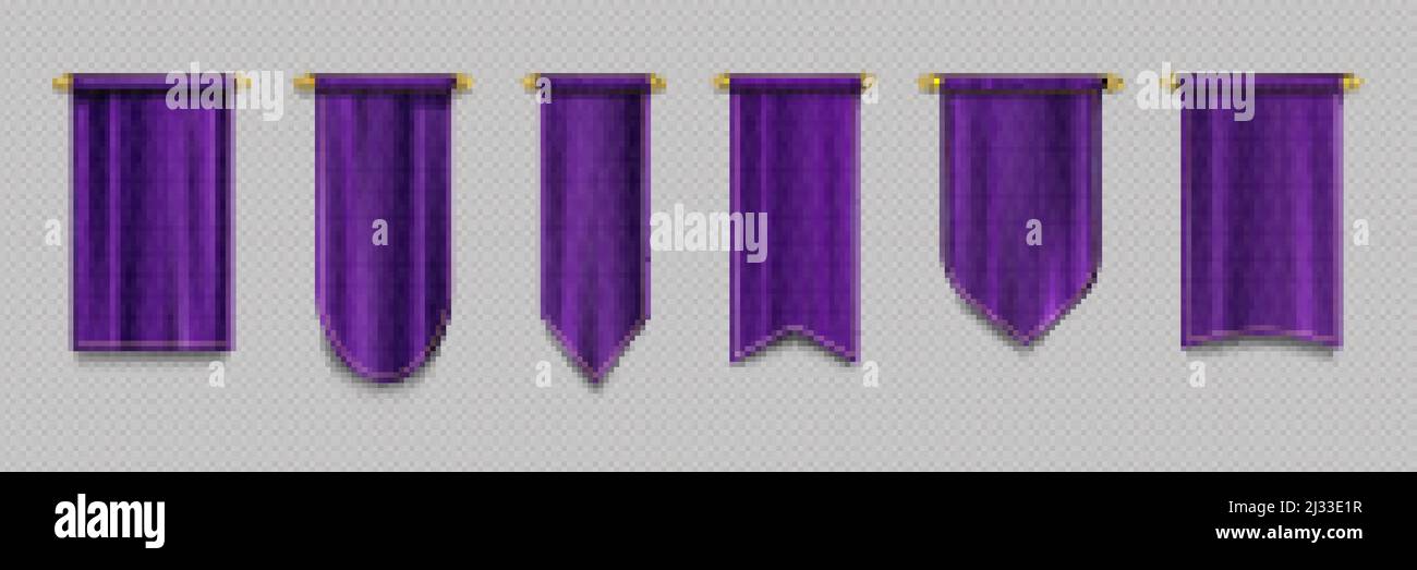 Purple pennant flags, quilt textile pendants for sport teams, varsity ...