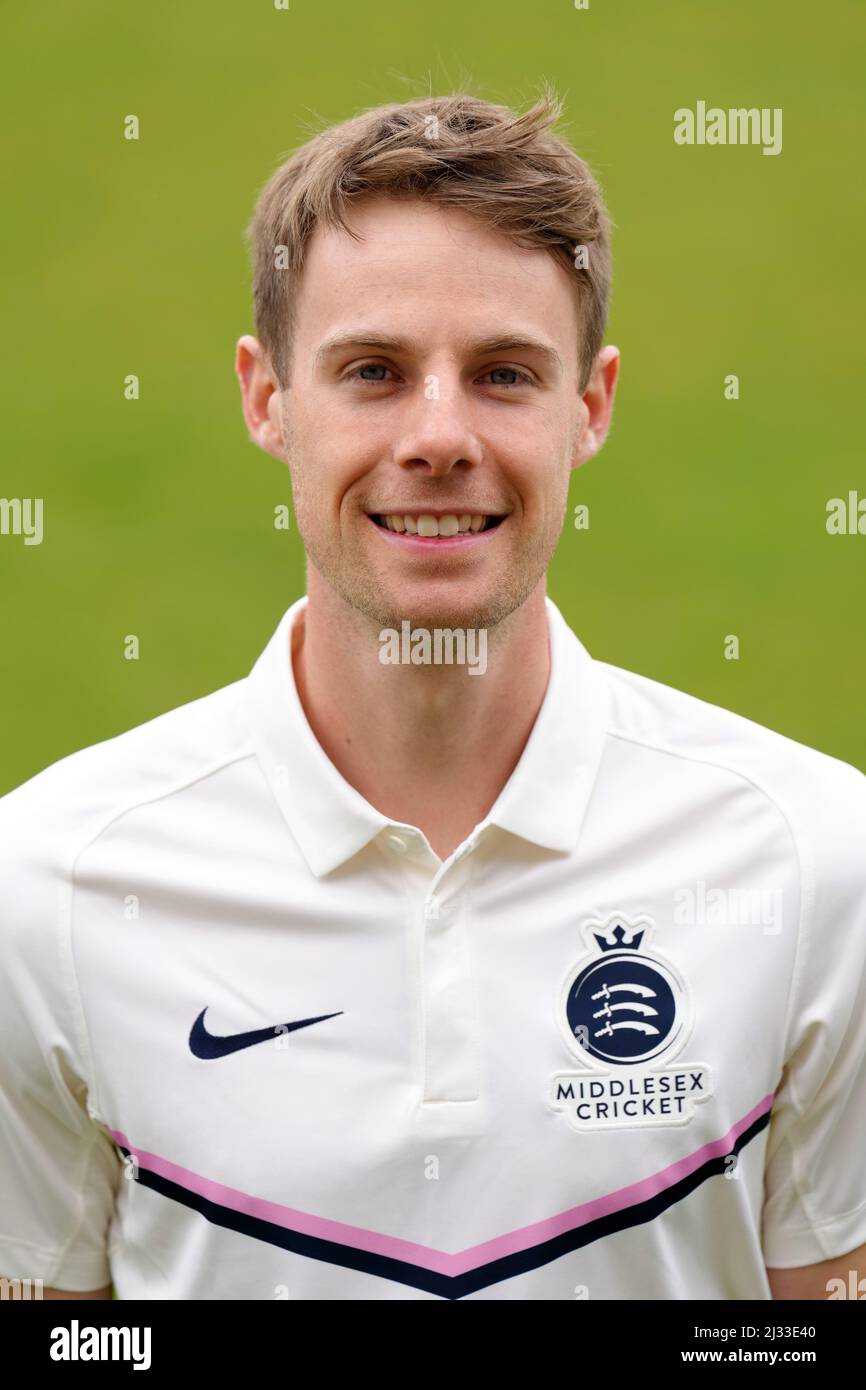 Middlesex's Robbie White during a photocall at Lord's, London. Picture ...
