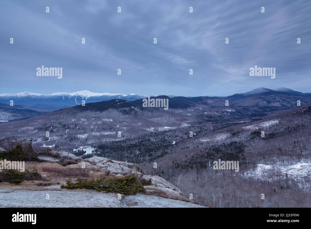 Mount Washington and the Presidential Range covered in snow from Middle ...