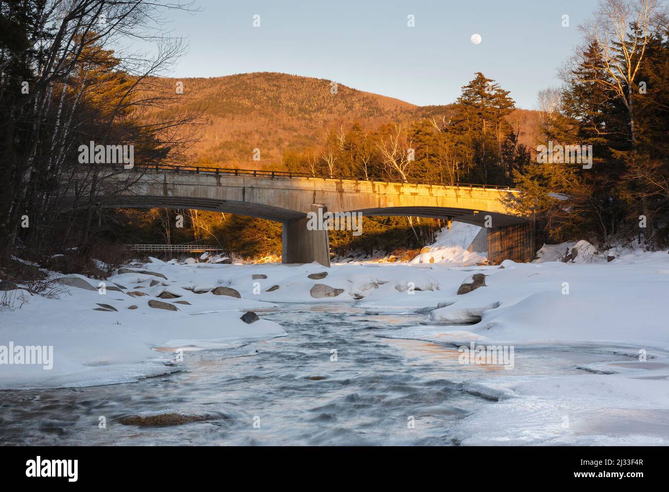 Road Bridge during the winter months. This bridge crosses the East ...