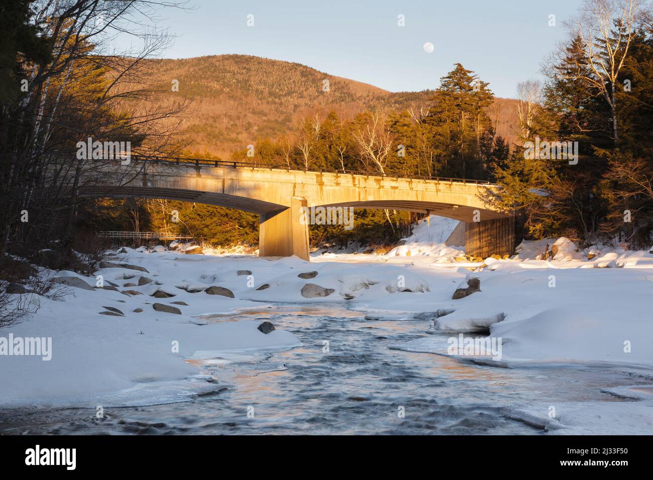 Road Bridge during the winter months. This bridge crosses the East ...