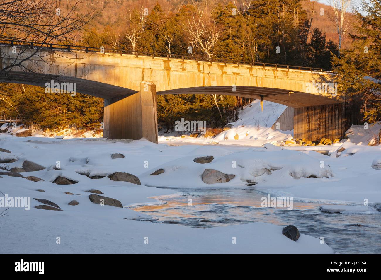 Road Bridge during the winter months. This bridge crosses the East ...