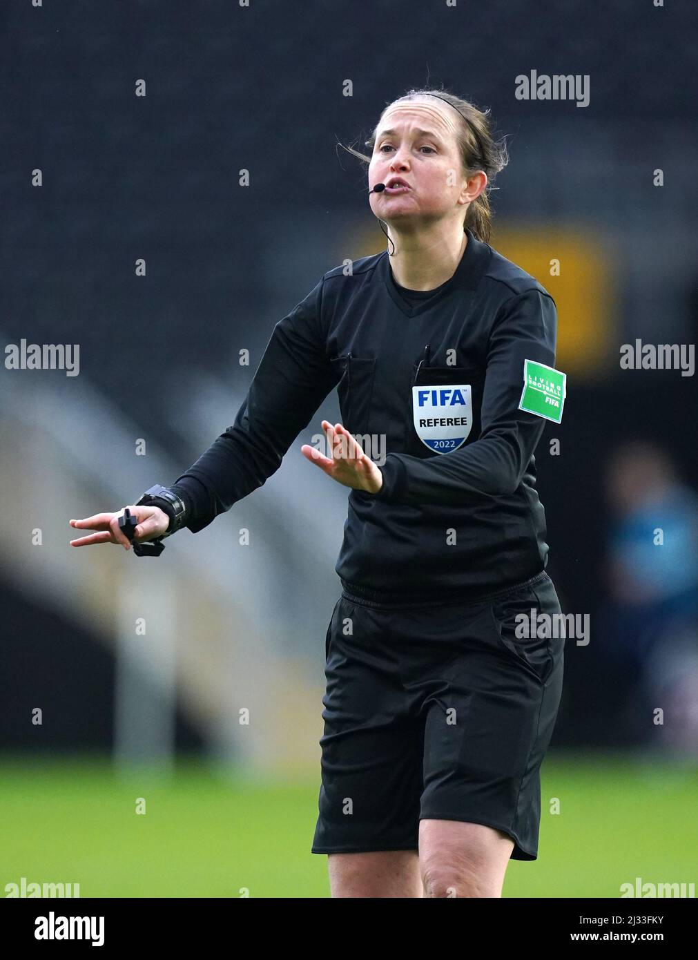 Referee Cheryl Foster during the Arnold Clark Cup match at Molineux ...
