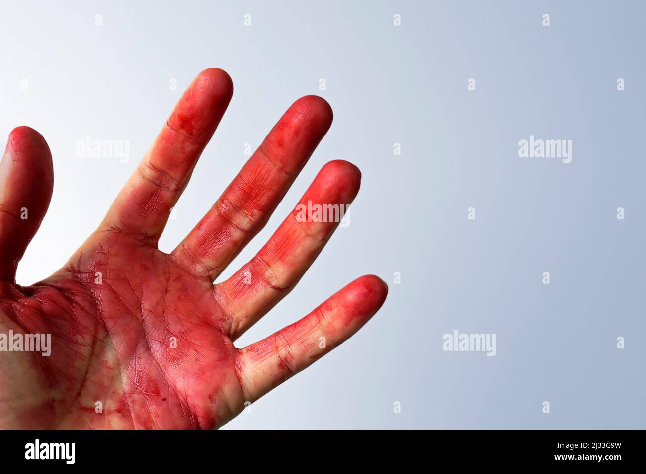 Hand man covered blood man hi-res stock photography and images - Alamy