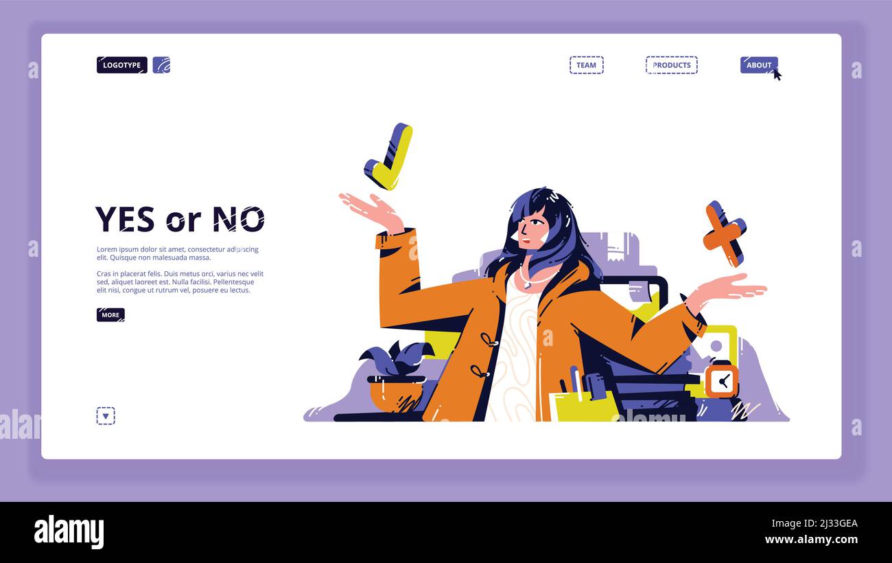 Yes or No banner. Concept of making decision, choice between right and ...