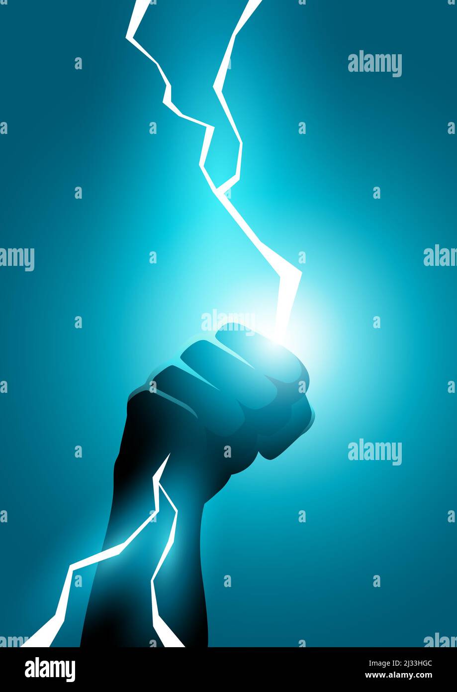 Vector illustration of hand holding lighting strike Stock Vector Image ...
