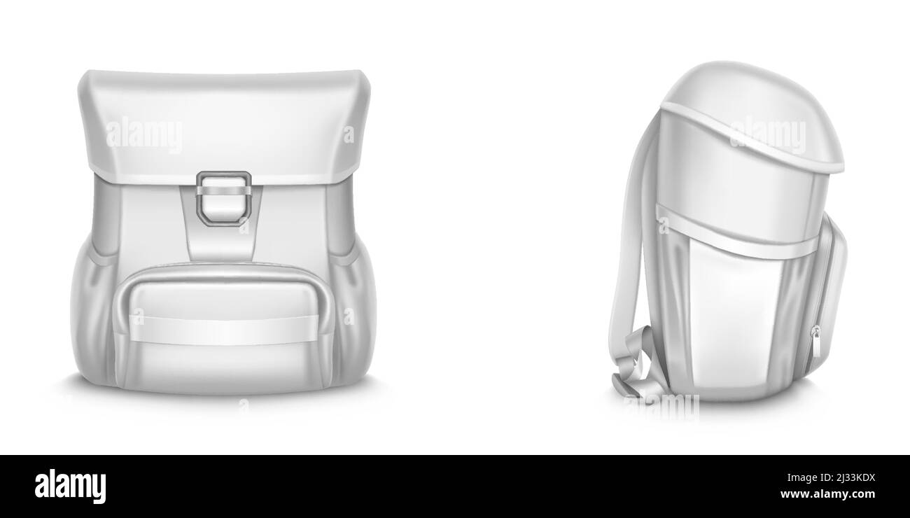 Back pack vector 3d mockup, kids backpack, school bag front and side ...