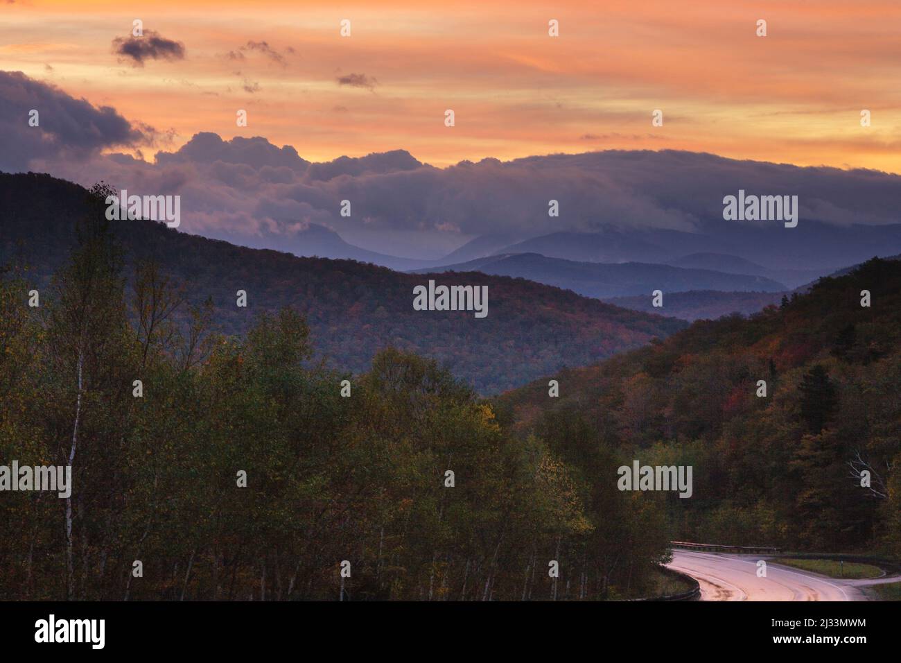 Silhouette of mountains from along Route 112 in Kinsman Notch, New ...