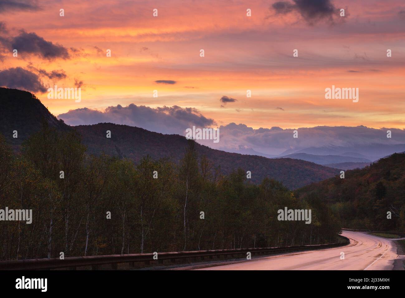 Silhouette of mountains from along Route 112 in Kinsman Notch, New ...